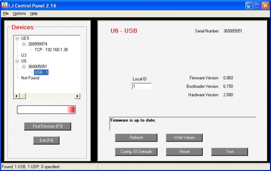 1.1 - Control Panel Application (LJControlPanel) [U6 Datasheet]