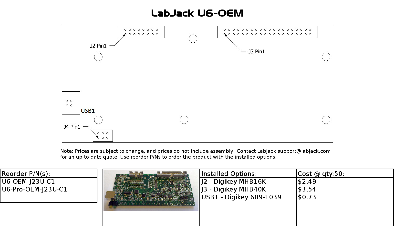 2.13 - OEM Connector Options [U6 Datasheet]