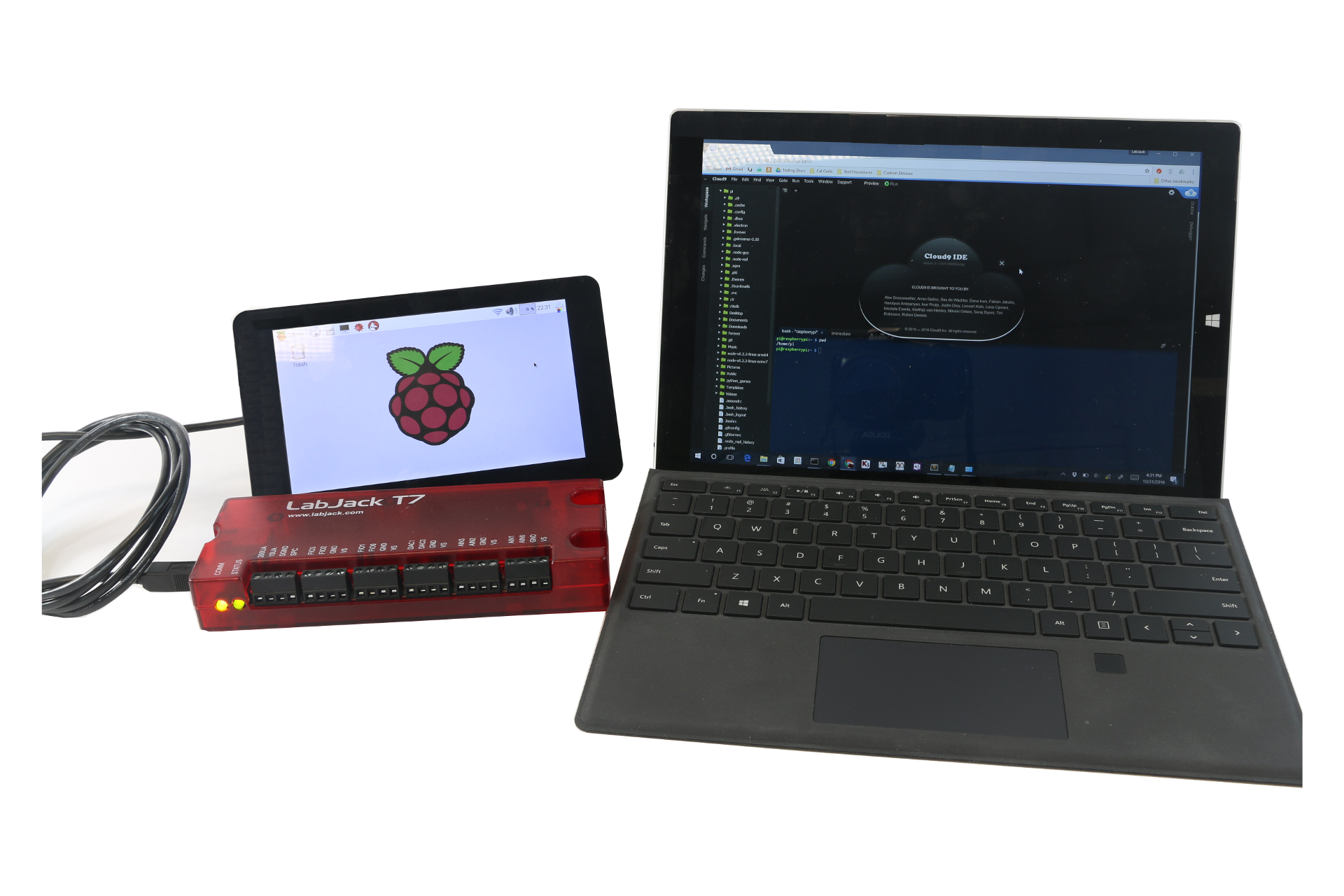 T4 and T7 with Raspberry Pi 3 and Cloud9 (App Note)